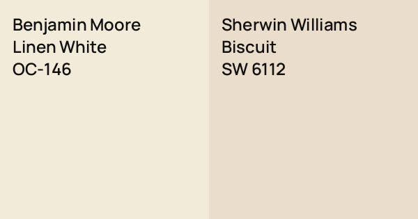 Benjamin Moore Linen White vs. Sherwin Williams Biscuit comparison