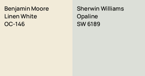 Benjamin Moore Linen White vs. Sherwin Williams Opaline comparison