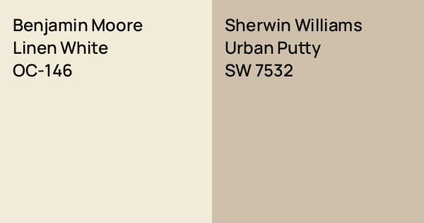 Benjamin Moore Linen White vs. Sherwin Williams Urban Putty comparison