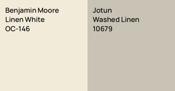 Benjamin Moore Linen White vs. Jotun Washed Linen comparison