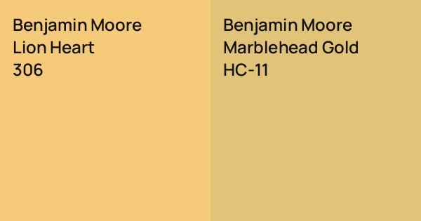 Benjamin Moore Lion Heart vs. Benjamin Moore Marblehead Gold comparison
