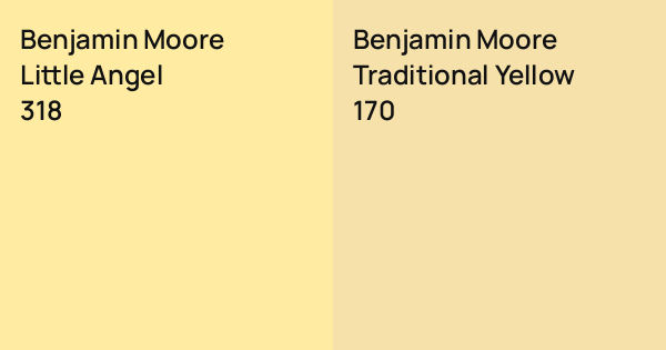 Benjamin Moore Little Angel vs. Benjamin Moore Traditional Yellow ...