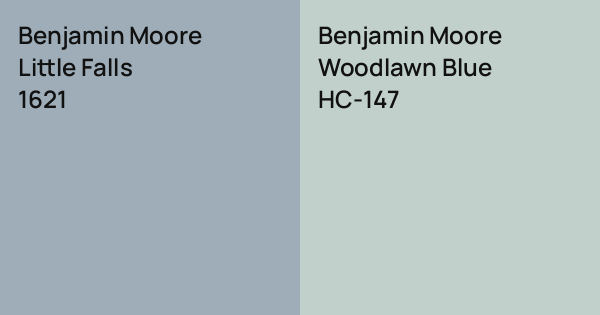 Benjamin Moore Little Falls vs. Benjamin Moore Woodlawn Blue comparison