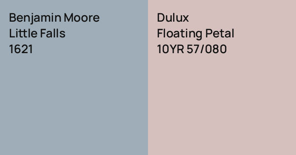 Benjamin Moore Little Falls vs. Dulux Floating Petal comparison