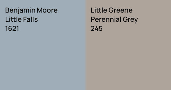 Benjamin Moore Little Falls vs. Little Greene Perennial Grey comparison