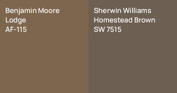 Benjamin Moore Lodge vs. Sherwin Williams Homestead Brown comparison