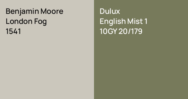 Benjamin Moore London Fog vs. Dulux English Mist 1 comparison