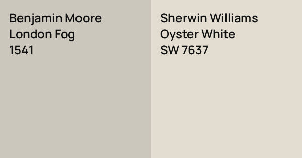 Benjamin Moore London Fog vs. Sherwin Williams Oyster White comparison