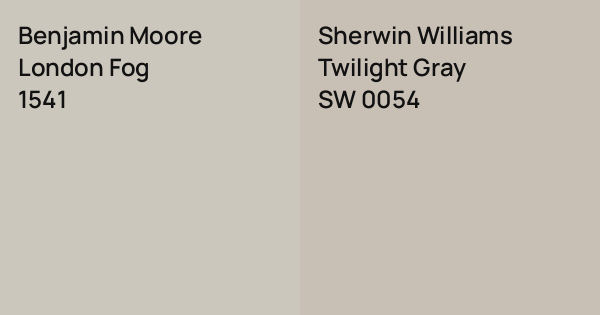 Benjamin Moore London Fog vs. Sherwin Williams Twilight Gray comparison