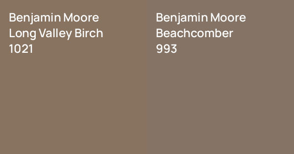 Benjamin Moore Long Valley Birch vs. Benjamin Moore Beachcomber comparison