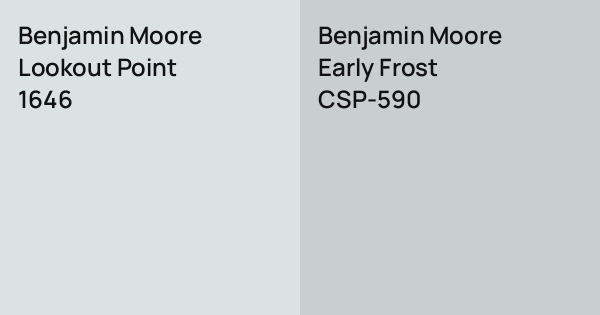 Benjamin Moore Lookout Point vs. Benjamin Moore Early Frost comparison