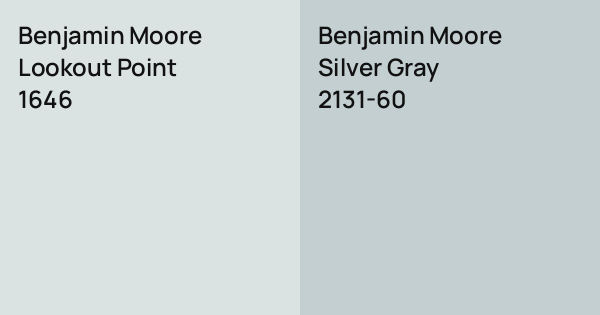 Benjamin Moore Lookout Point vs. Benjamin Moore Silver Gray comparison