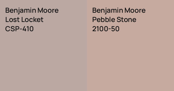 Benjamin Moore Lost Locket vs. Benjamin Moore Pebble Stone comparison