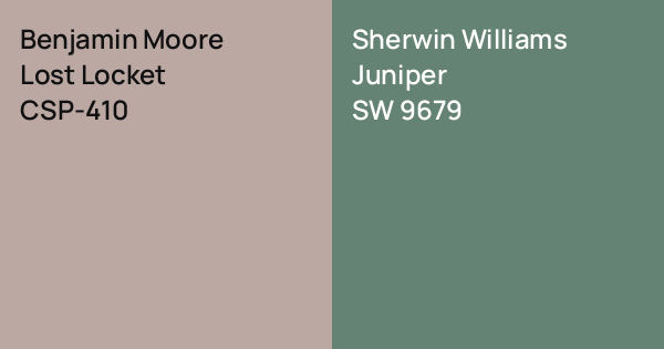 Benjamin Moore Lost Locket vs. Sherwin Williams Juniper comparison