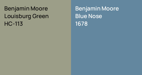 Benjamin Moore Louisburg Green vs. Benjamin Moore Blue Nose comparison