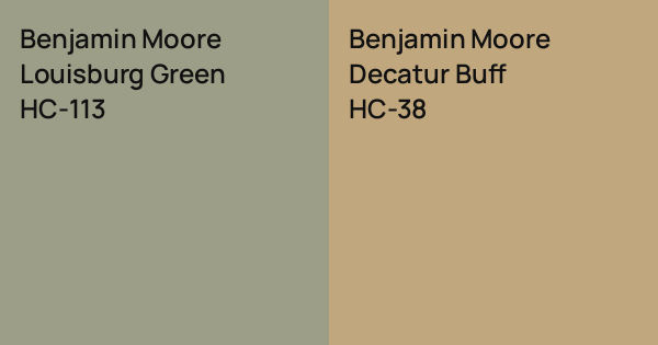 Benjamin Moore Louisburg Green vs. Benjamin Moore Decatur Buff comparison
