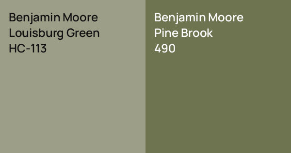 Benjamin Moore Louisburg Green vs. Benjamin Moore Pine Brook comparison