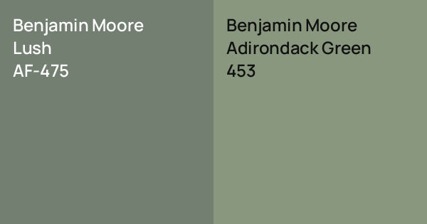 Benjamin Moore Lush vs. Benjamin Moore Adirondack Green comparison