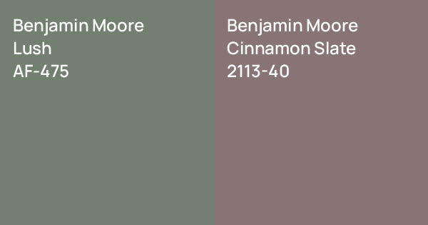 Benjamin Moore Lush vs. Benjamin Moore Cinnamon Slate comparison