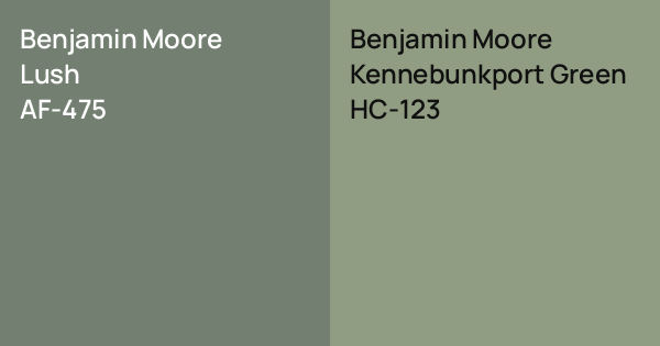 Benjamin Moore Lush vs. Benjamin Moore Kennebunkport Green comparison