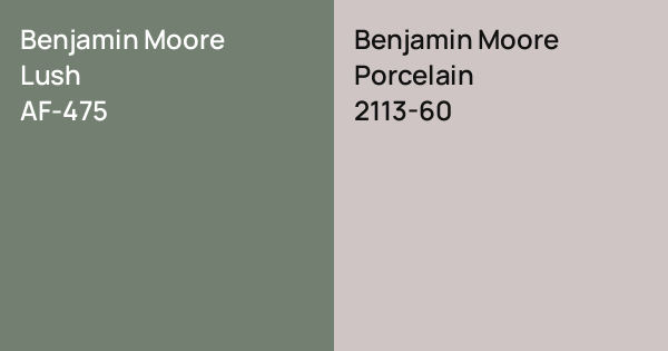 Benjamin Moore Lush vs. Benjamin Moore Porcelain comparison