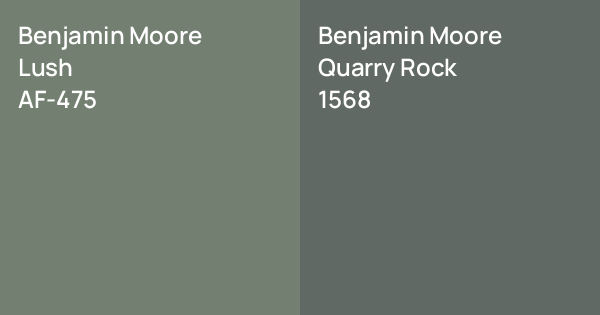 Benjamin Moore Lush vs. Benjamin Moore Quarry Rock comparison