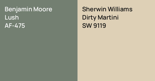 Benjamin Moore Lush vs. Sherwin Williams Dirty Martini comparison