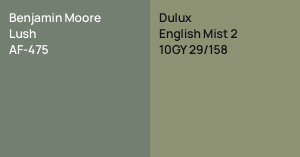 Benjamin Moore Lush vs. Dulux English Mist 2 comparison