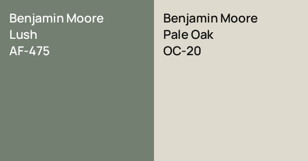 Benjamin Moore Lush vs. Benjamin Moore Pale Oak comparison