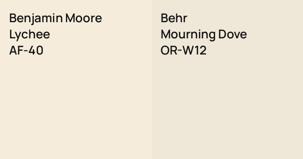 Benjamin Moore Lychee vs. Behr Mourning Dove comparison