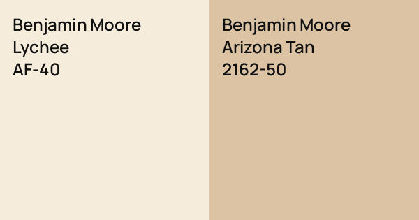 Benjamin Moore Lychee vs. Benjamin Moore Arizona Tan comparison