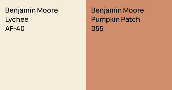 Benjamin Moore Lychee vs. Benjamin Moore Pumpkin Patch comparison