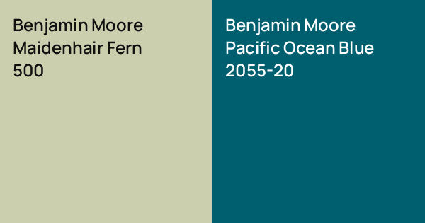 Benjamin Moore Maidenhair Fern vs. Benjamin Moore Pacific Ocean Blue ...