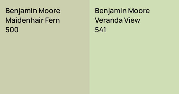 Benjamin Moore Maidenhair Fern vs. Benjamin Moore Veranda View comparison