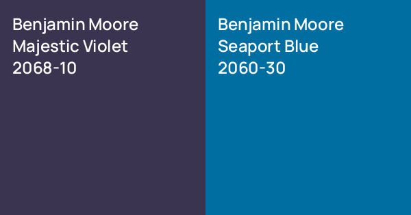 Benjamin Moore Majestic Violet vs. Benjamin Moore Seaport Blue comparison