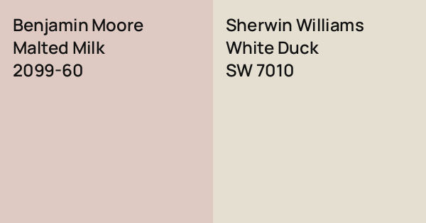 Benjamin Moore Malted Milk vs. Sherwin Williams White Duck comparison