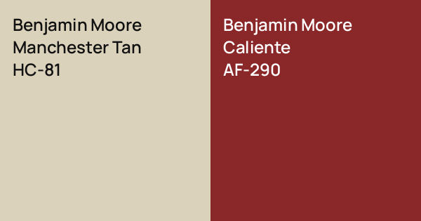 Benjamin Moore Manchester Tan vs. Benjamin Moore Caliente comparison