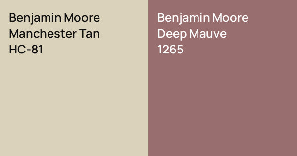 Benjamin Moore Manchester Tan vs. Benjamin Moore Deep Mauve comparison