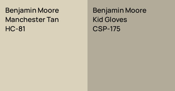 Benjamin Moore Manchester Tan vs. Benjamin Moore Kid Gloves comparison