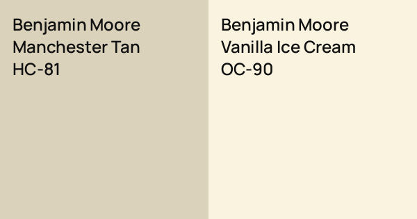 Benjamin Moore Manchester Tan vs. Benjamin Moore Vanilla Ice Cream ...