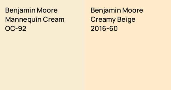 Benjamin Moore Mannequin Cream vs. Benjamin Moore Creamy Beige comparison