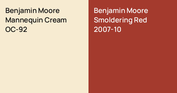 Benjamin Moore Mannequin Cream vs. Benjamin Moore Smoldering Red comparison