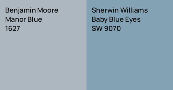 Benjamin Moore Manor Blue vs. Sherwin Williams Baby Blue Eyes comparison