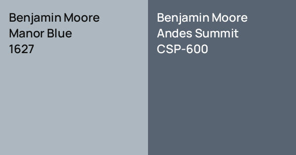 Benjamin Moore Manor Blue vs. Benjamin Moore Andes Summit comparison