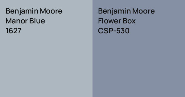 Benjamin Moore Manor Blue vs. Benjamin Moore Flower Box comparison