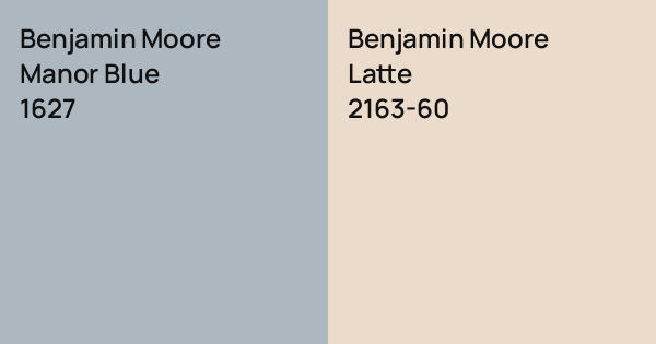 Benjamin Moore Manor Blue vs. Benjamin Moore Latte comparison