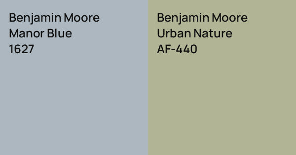 Benjamin Moore Manor Blue vs. Benjamin Moore Urban Nature comparison