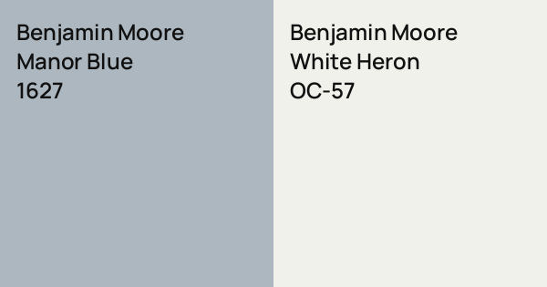 Benjamin Moore Manor Blue vs. Benjamin Moore White Heron comparison