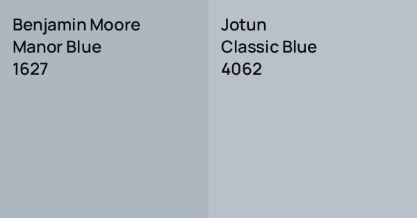 Benjamin Moore Manor Blue vs. Jotun Classic Blue comparison