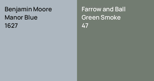 Benjamin Moore Manor Blue vs. Farrow and Ball Green Smoke comparison